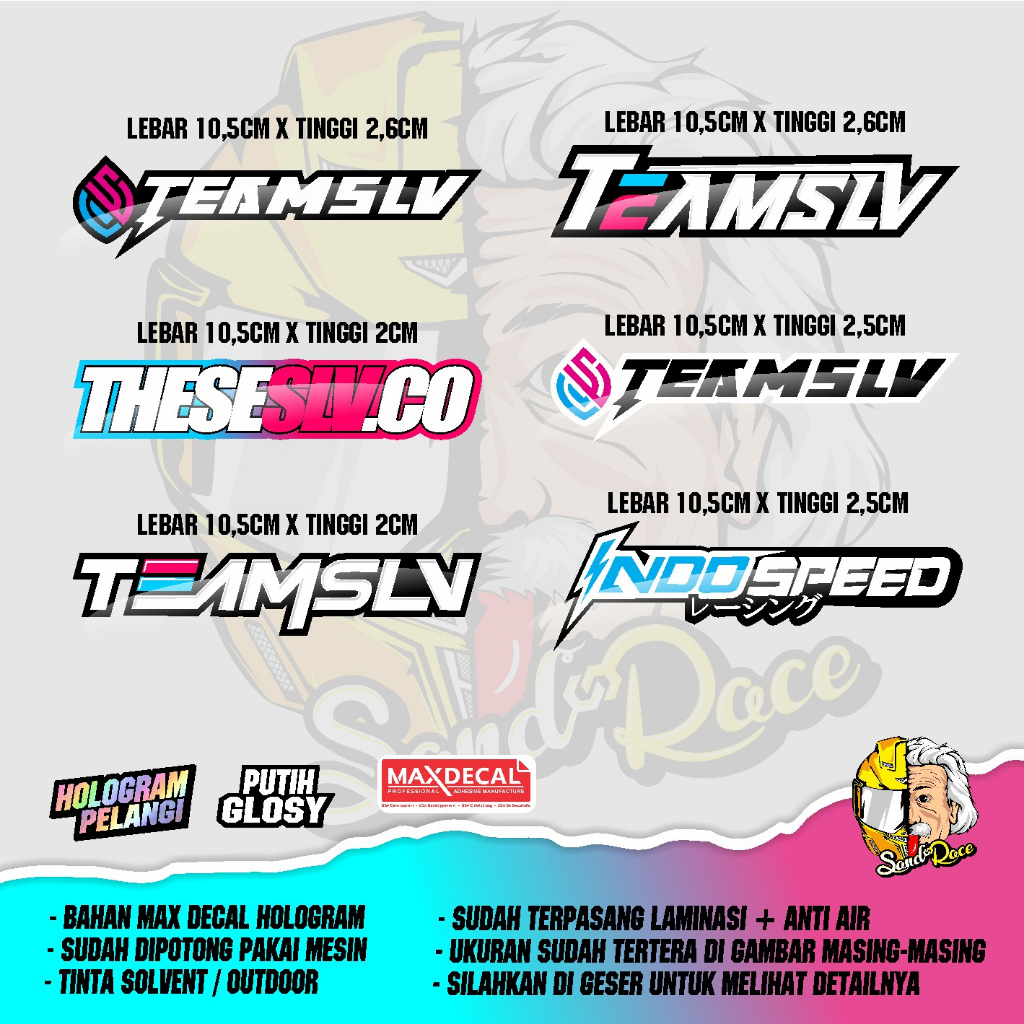 Teamslv team slv cutting print hologram sticker / indo speed sticker ...