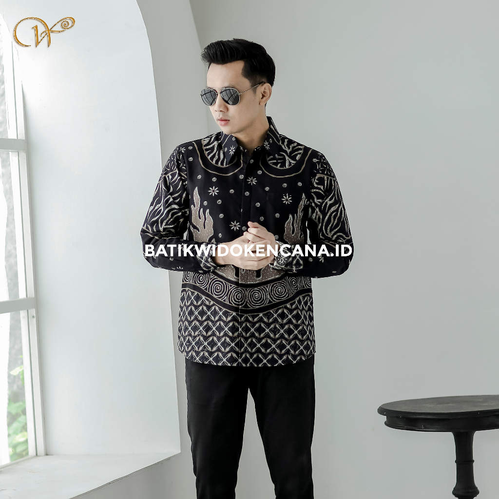 KEMEJA HITAM Men's BATIK SHIRT - BLACK BATIK - ELEGANT MEN'S BATIK ...
