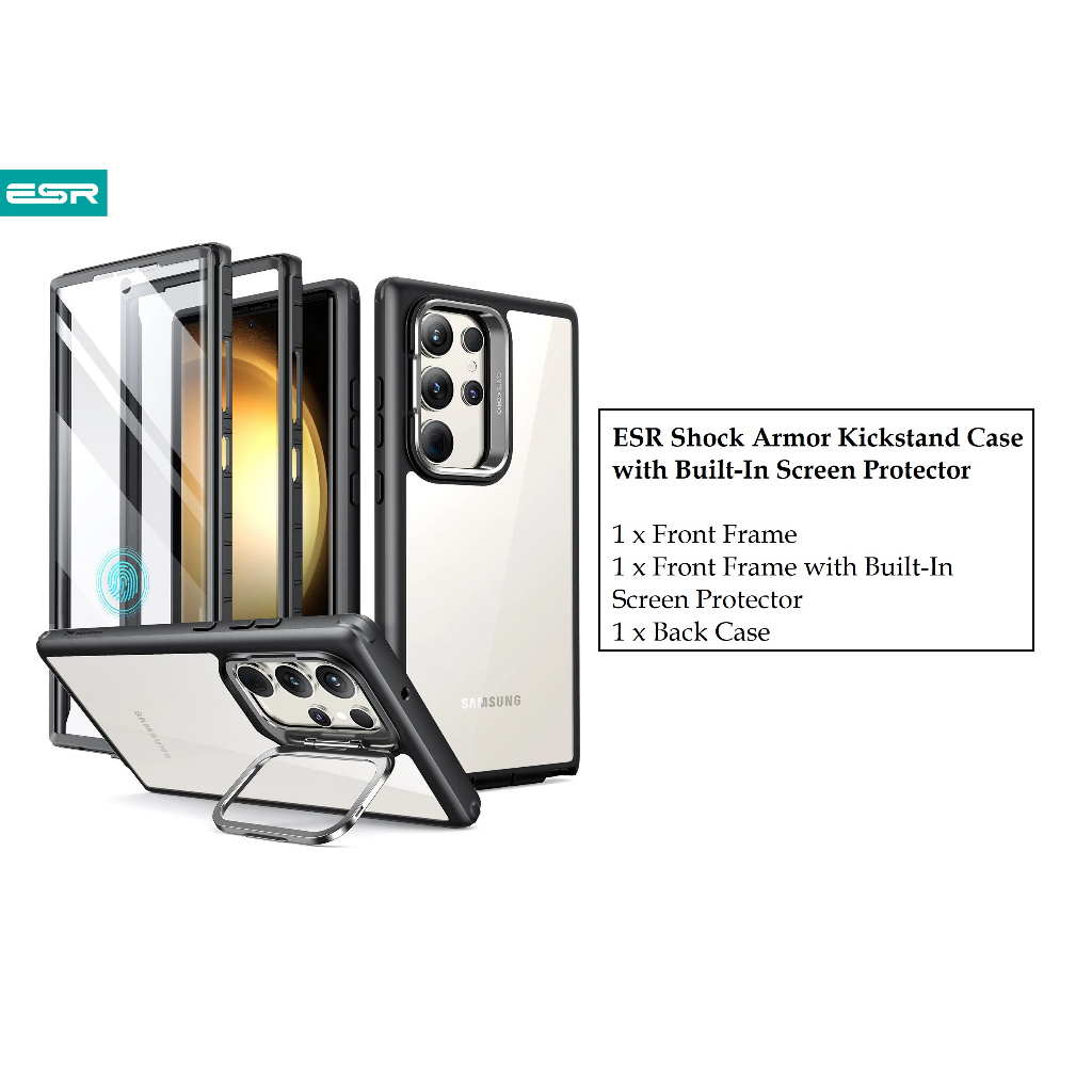 Esr Shock Armor Kickstand Case with Built-in Screen Protector for ...