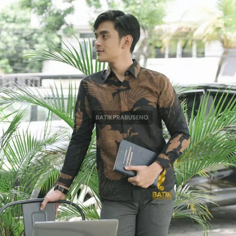 KEMEJA Angsa Brown Men's batik Shirt Long Sleeve full Latest Men's ...