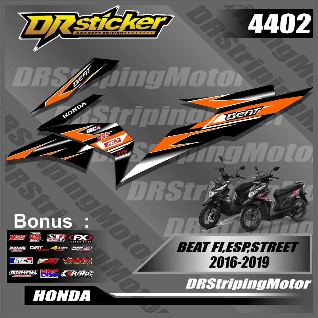 Sticker STRIPING HONDA BEAT ESP,FI,STREET NEW 2016-2019 Graphic Design ...