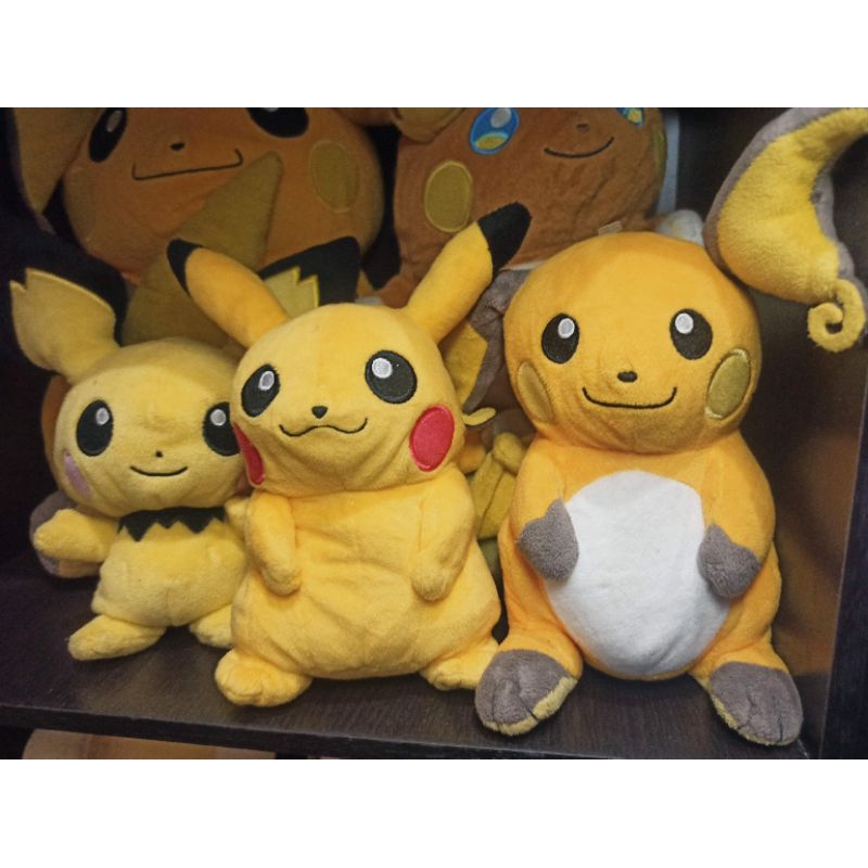 POKEMON LINE DOLL EVOLUSION PICHU - PIKACHU - RAICHU SANEI BOEKI POCKET ...