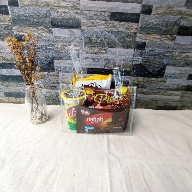 Transparent mica bag birthday hamper Mini size (20*10*15) | Shopee ...