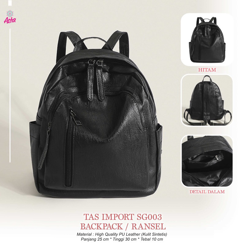 HITAM The Latest Model Of Black Women's Backpack | Shopee Philippines