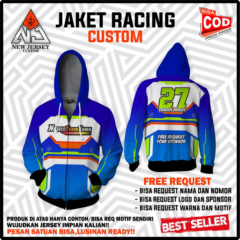 Custom Racing Jacket, Free to Request Design, Name, Number, Logo, Color ...