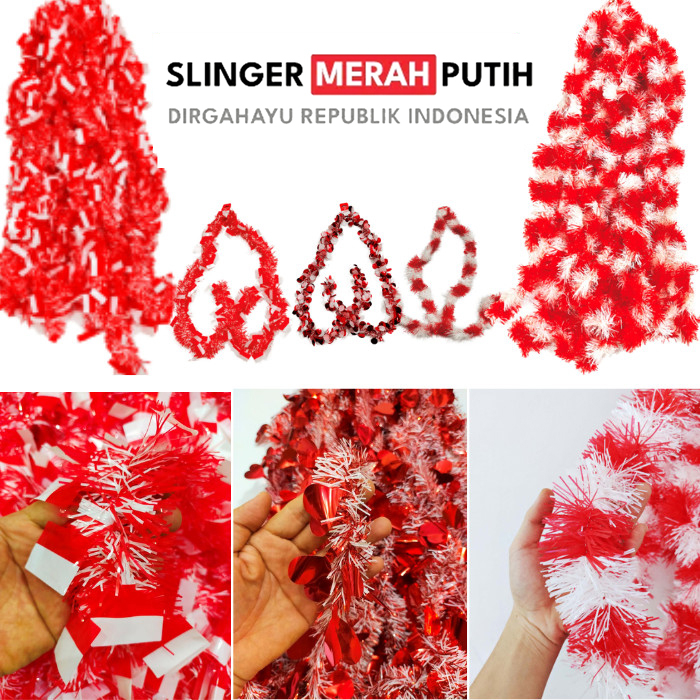 PUTIH MERAH Red and White Slinger Tinsel Decoration Celebrating the ...
