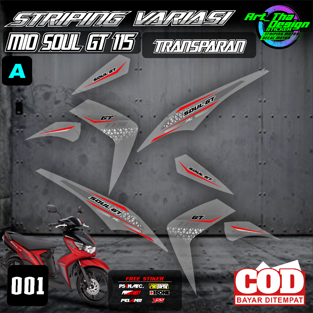 Mio SOUL GT 115 001- Transparent Sticker Striping Minimalist Body List ...