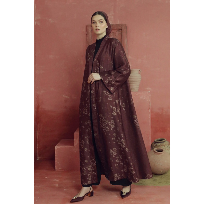 NEEDLE THREAD x STORY Kanum Abaya Outer - Maroon Size M | Shopee ...