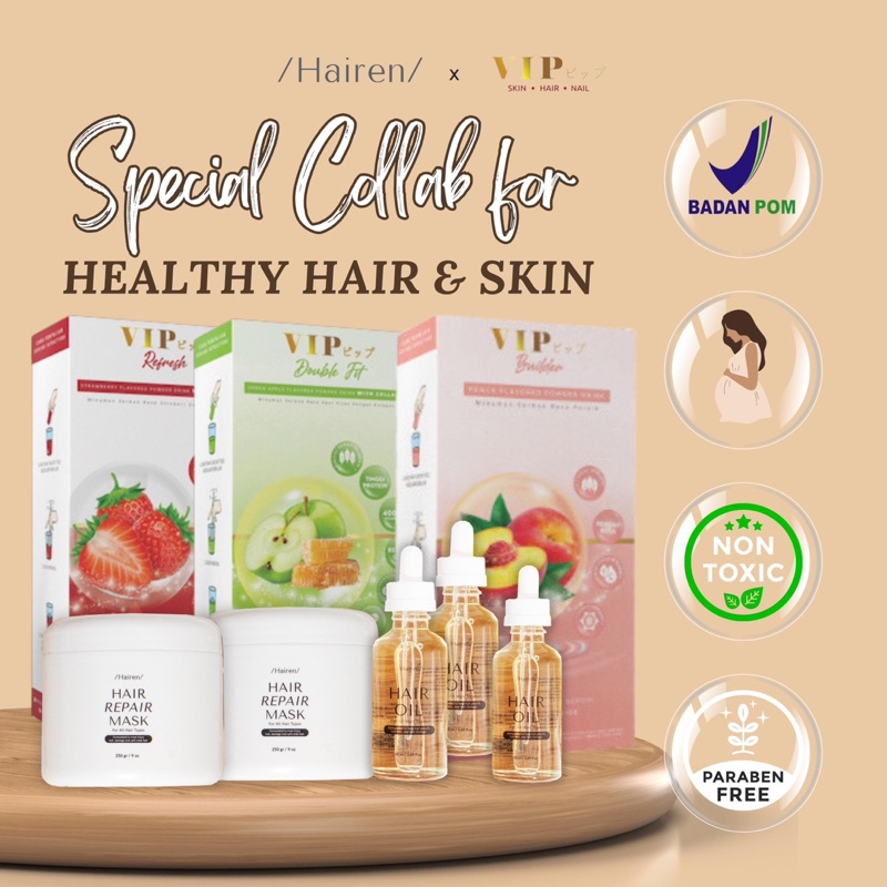Vip COLLAGEN Magic Glow Up X HAIREN Hair Oil/Hair Repair Mask (Bundling ...