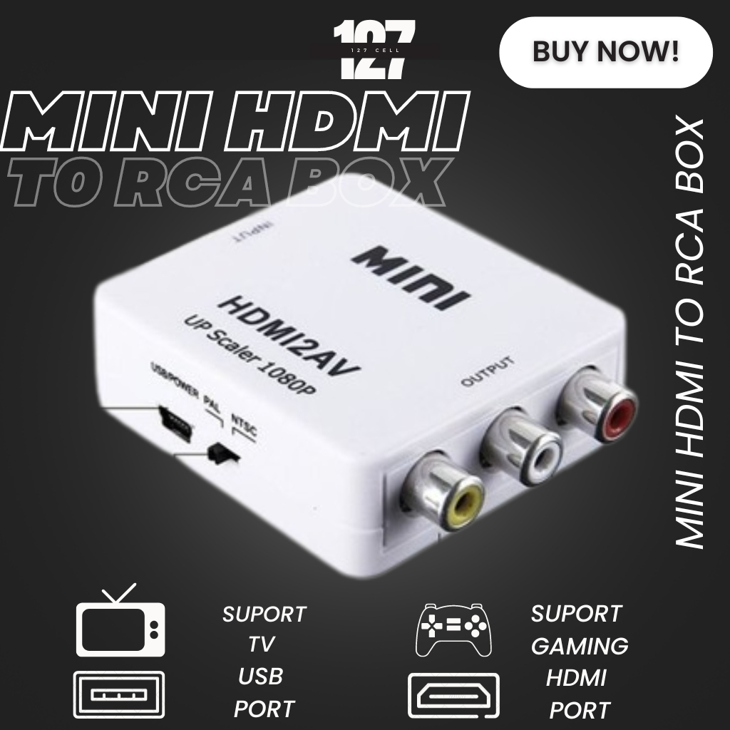 Hdmi Mini To AV Converter Adapter High Definition 1080P Plug & Play 3 ...