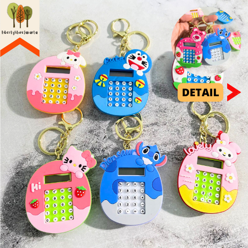 GANTUNGAN Cartoon Calculator Keychain 6 Variants Melody Doraemon Lotso ...