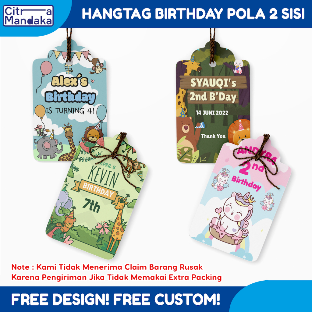 2-sided Pattern Children's Birthday Hampers Label Tag | Custom Children ...