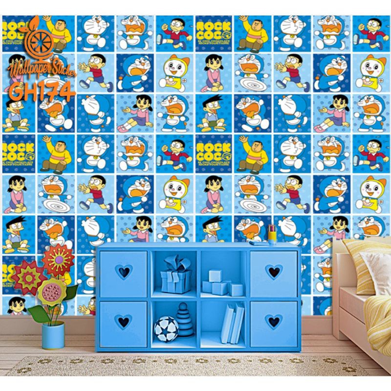 Doraemon Rock Wallpaper Wall Sticker Size 45cm x 10meter Wallpaper Wall ...