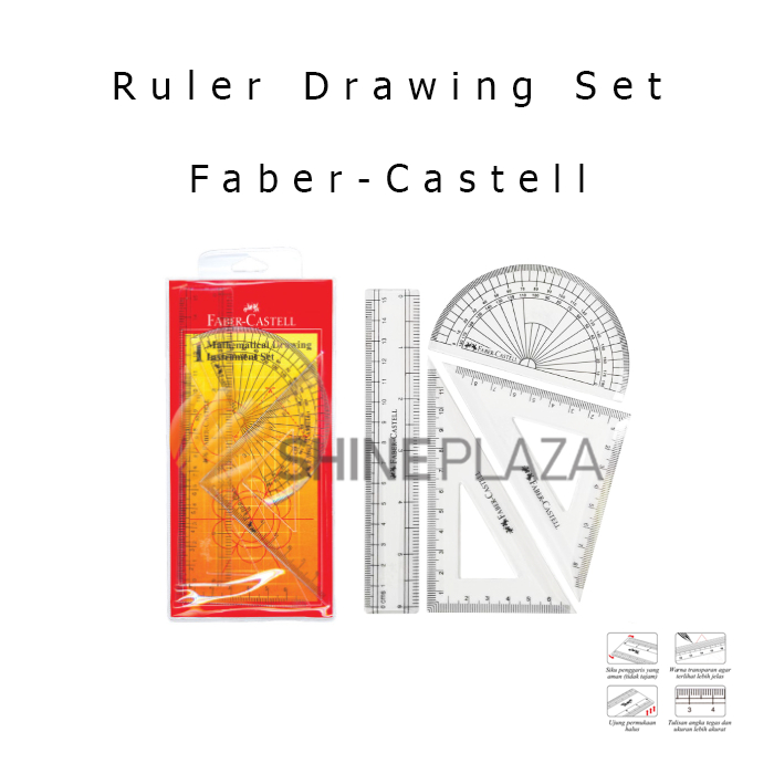 Mathematical Drawing Set Faber Castell - Plastic Ruler Triangle Bow ...