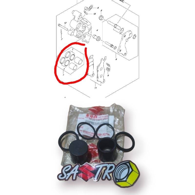 Piston cell set front caliper front brake caliper suzuki satria raider ...
