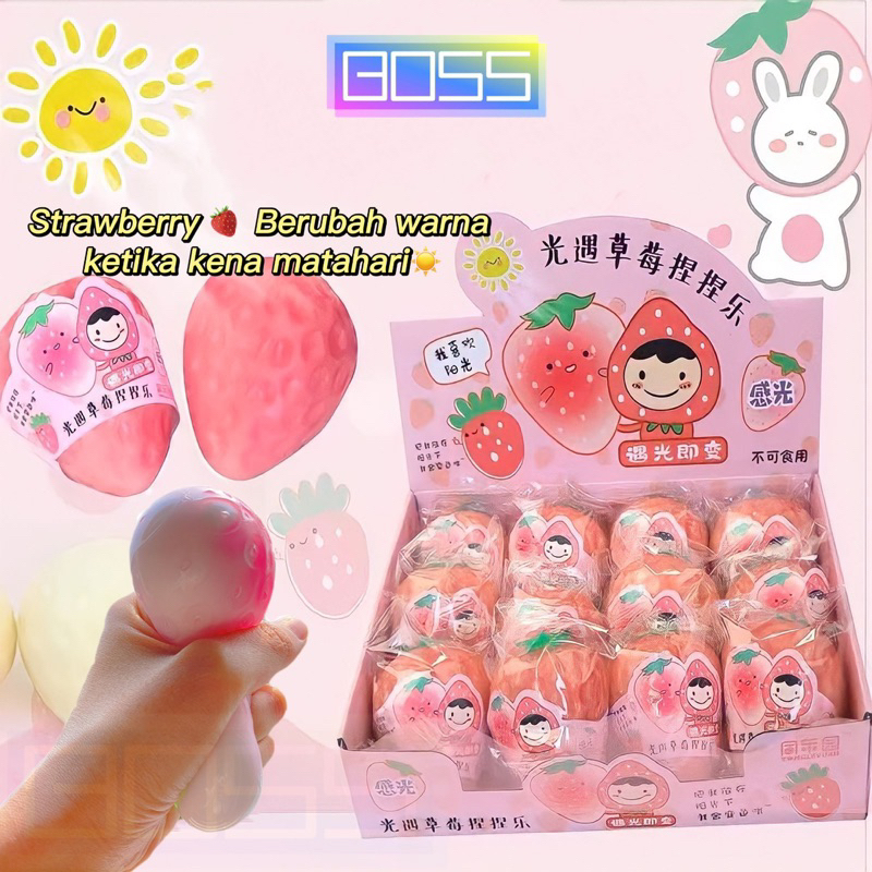 MATAHARI Boss-strawberry Squishy Toy Changes Color in the Sun Anti ...