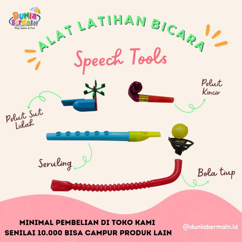 1 Set Of 4 Inflatable Tools | Speech Therapy Tool Package | Blowing ...