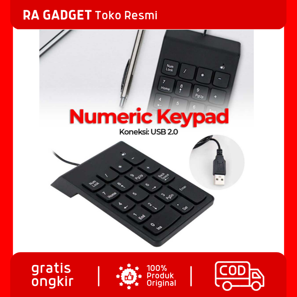TOMBOL Numeric Keypad Numpad Mini USB Keyboard Numbers / Keypad ...