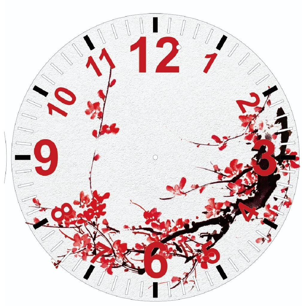 Unique Minimalist Wall Clock With Cherry Blossom motif - diameter 30cm ...