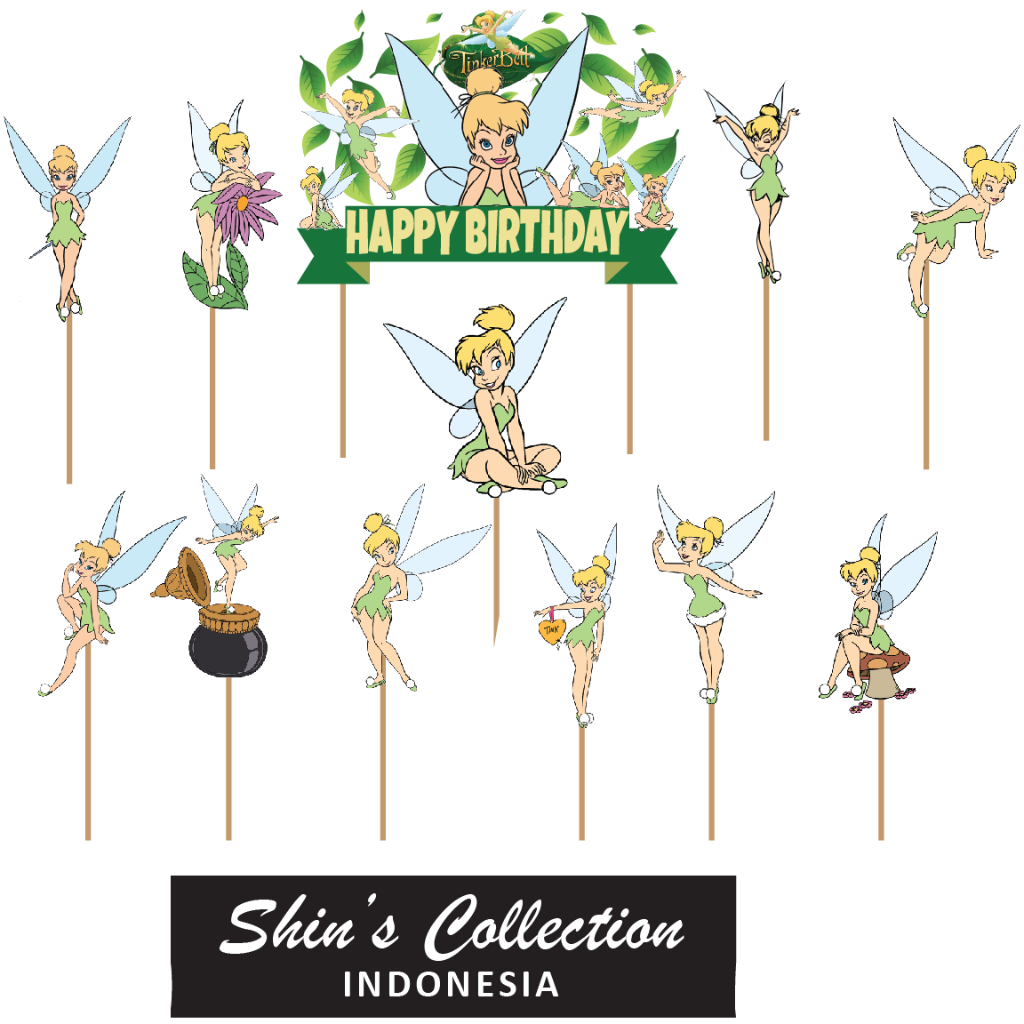 Cake topper Tinkerbell Tinker Bell Solo NEW set of 12 pcs | Shopee ...