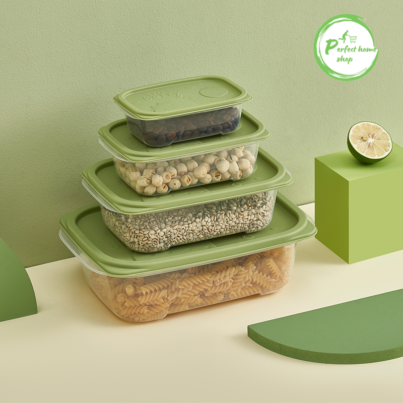 HIJAU Square crisper Box set Green Color - full set 4pcs (B,S,K,M ...