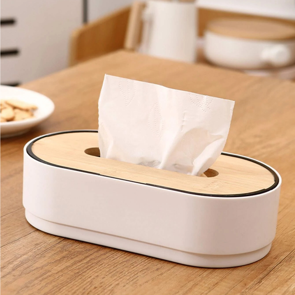 KAYU Minimalist Aesthetic Wooden Tissue Container Box Oval Lifting ...
