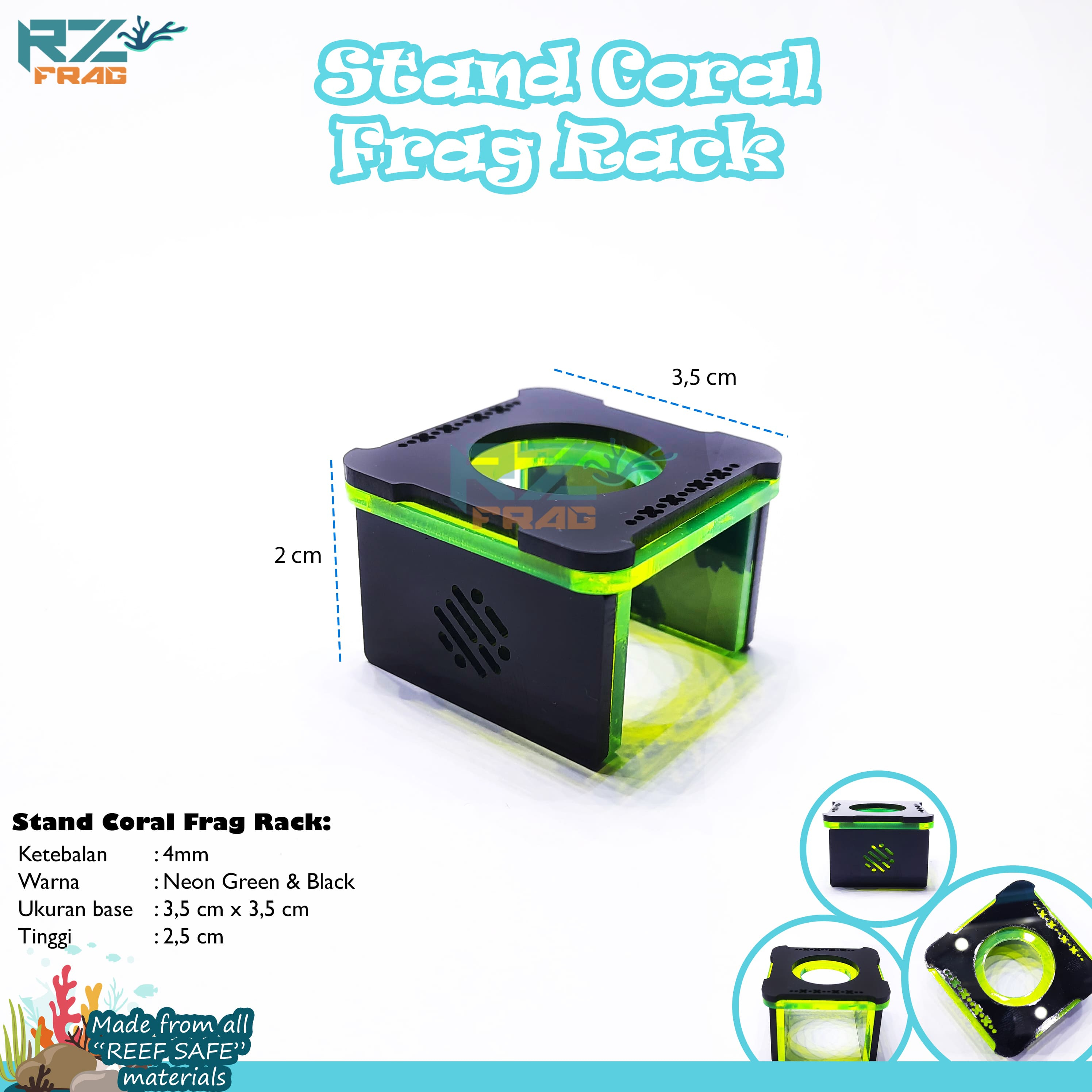 Acrylic Glow Coral Frag Rack Stand Coral Zoa Lps Sps Green Black ...
