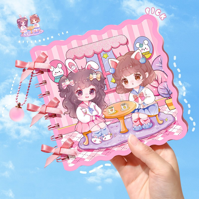 Notebook aesthetic cute girl cute cartoon Notebook Agenda diary notepad ...