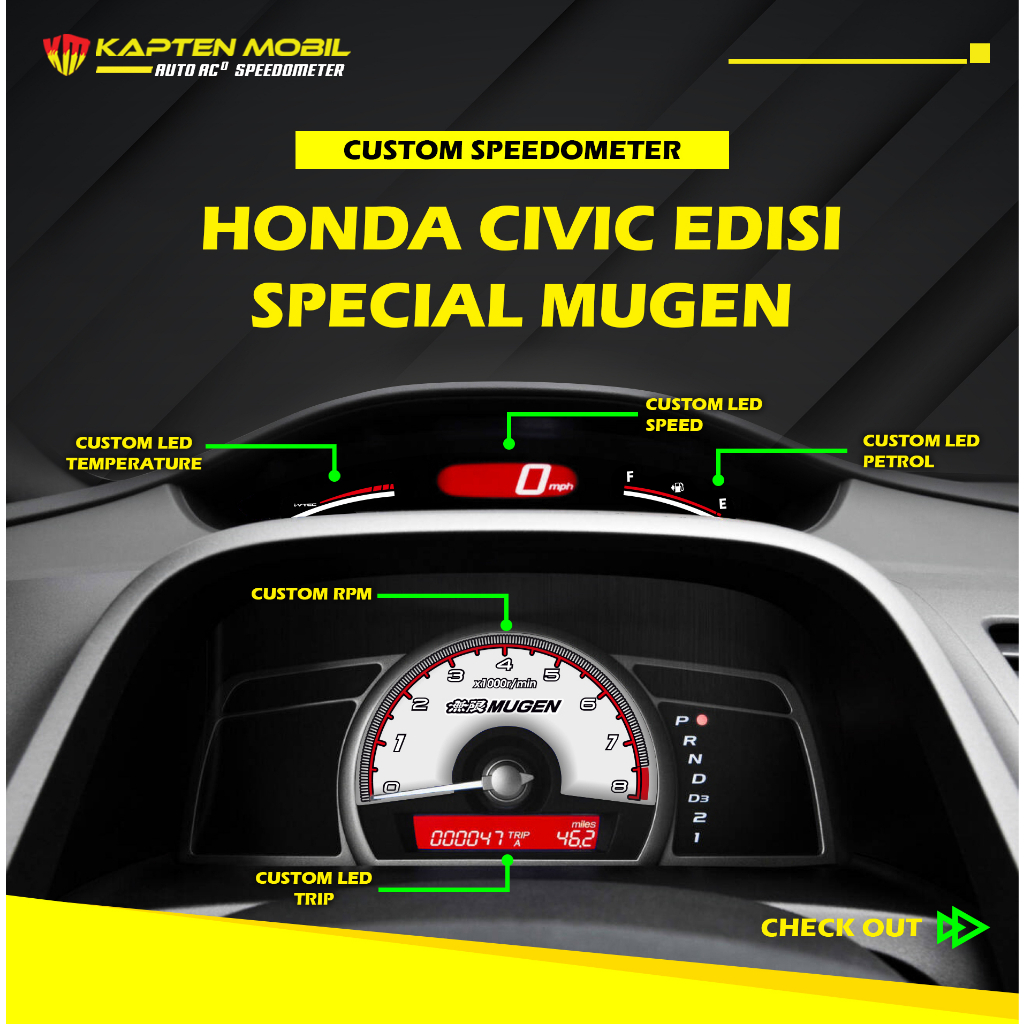 Custom Panel Speedometer Car Honda Civic Special Mugen | Shopee Philippines