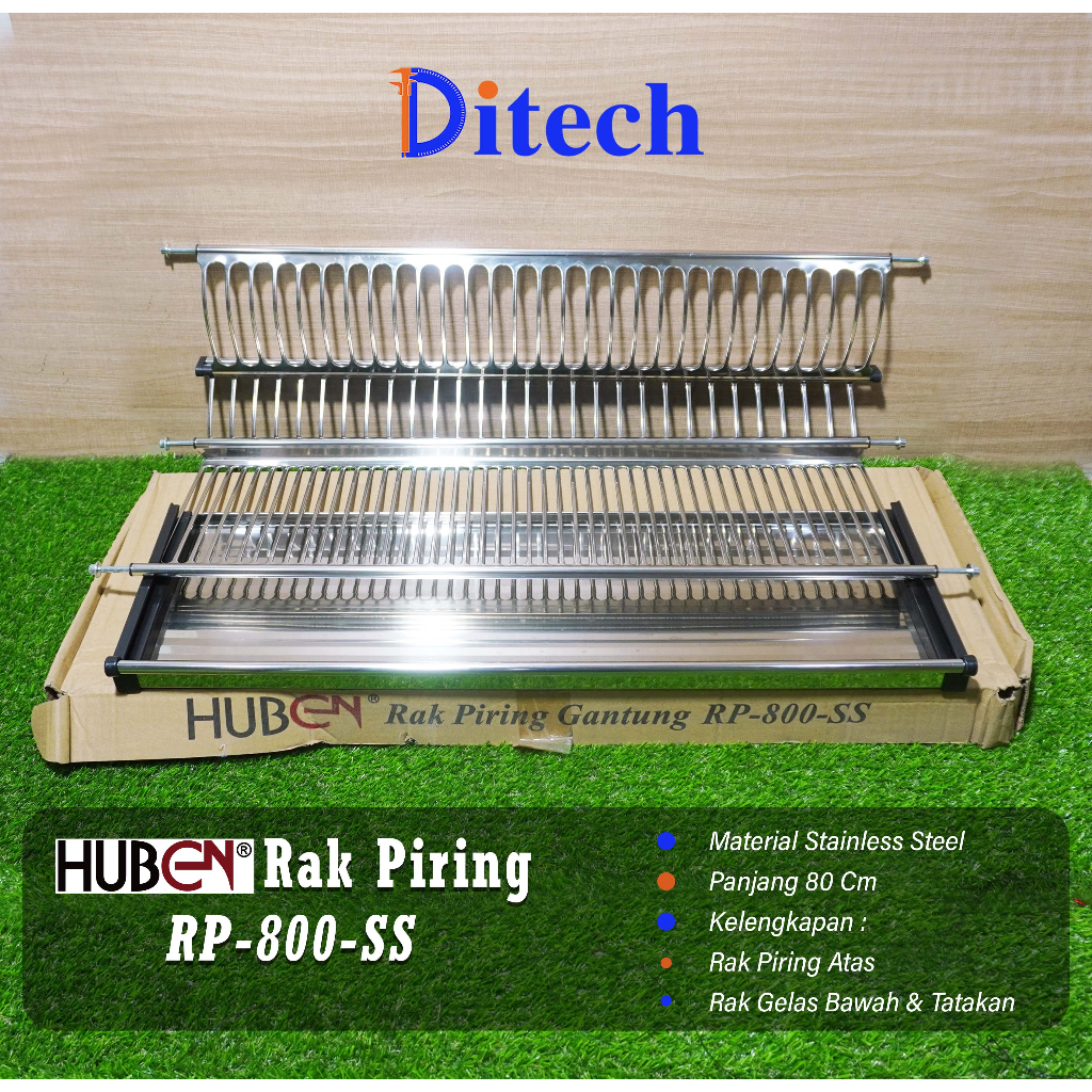Huben 800mm Stainless Steel Dish Rack / Hanging Kitchen Rack Bowls ...