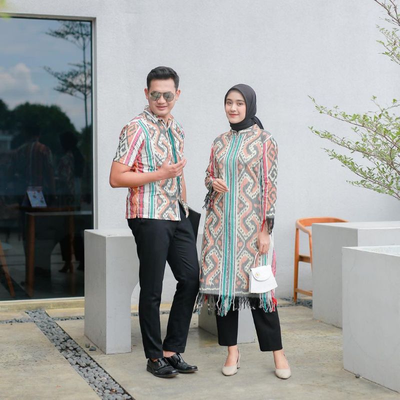 Jepara woven couple clothes set - woven motif wedding couple clothes ...