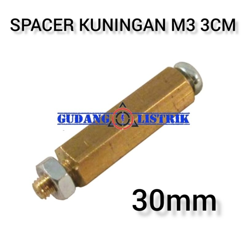 Brass Spacer M3 30mm 3cm Brass Standoff Hexagonal Stud Hollow Pillars ...