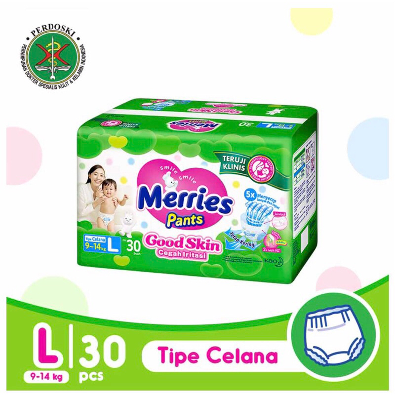 Merries Pants Good Skin Baby Diapers L 30 pcs | Shopee Philippines