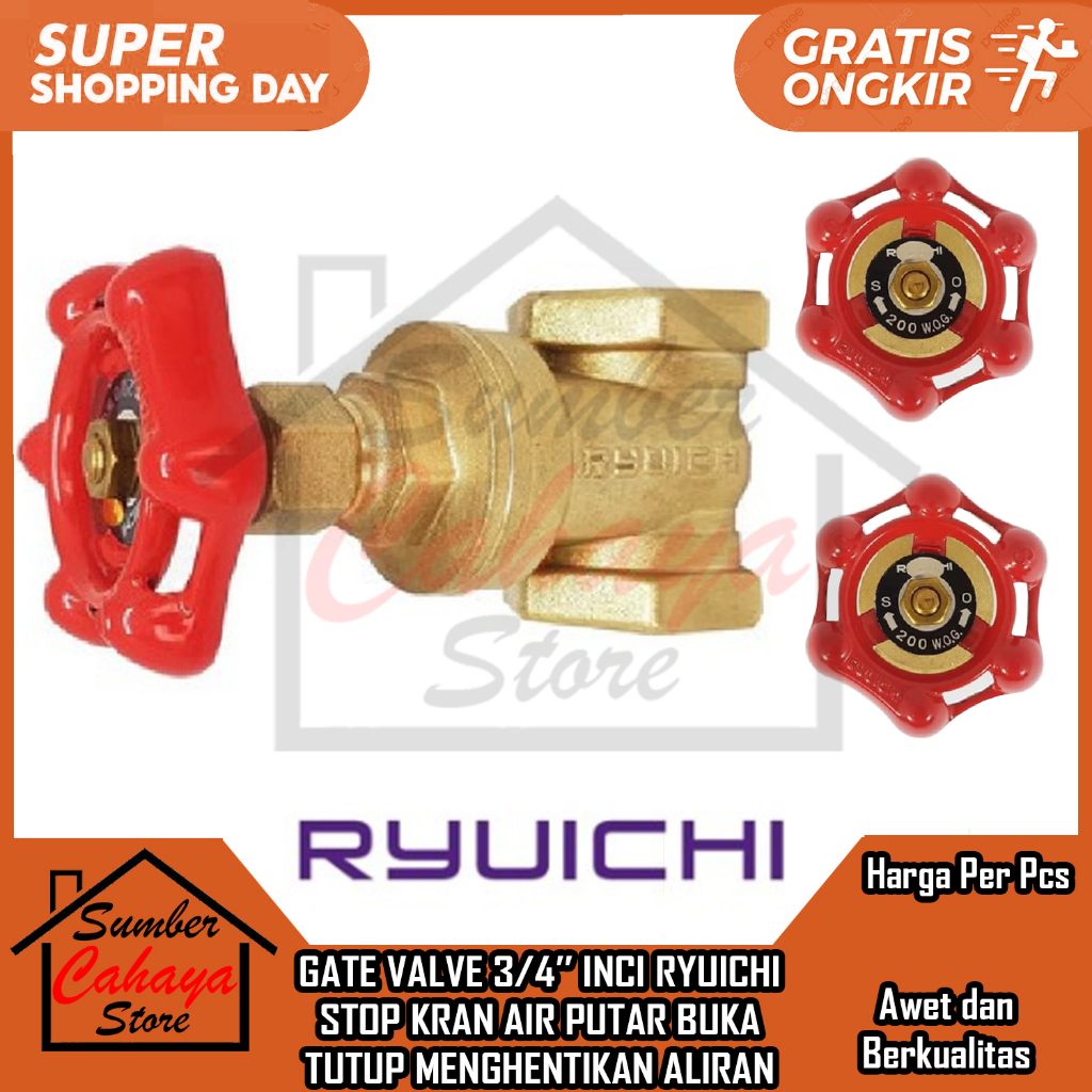STOPKRAN 3/4'' RYU008 BRASS STOP KRAN GATEVALVE RYUICHI GATE VALVE ...