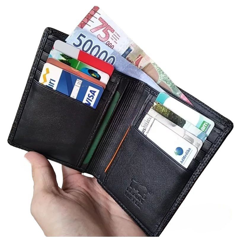 Genuine Cowhide Folding Wallet Book Folding Leather Wallet Branded ...