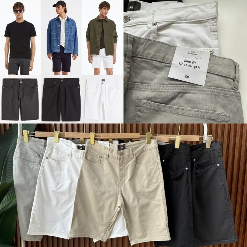 HnM Chinos Slim Fit Knee Length - Original Men's Shorts | Shopee ...