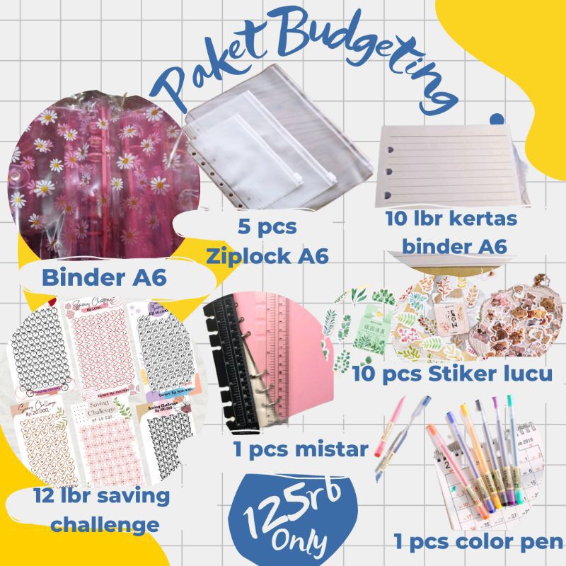 A6 Daisy Paper Saving Challenge Ziplock A6 Budgeting Binder Package ...