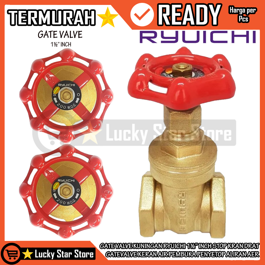 STOPKRAN GATEVALVE KUNINGAN RYUICHI 11⁄2" INCH DERAT GATE VALVE DRAT ...