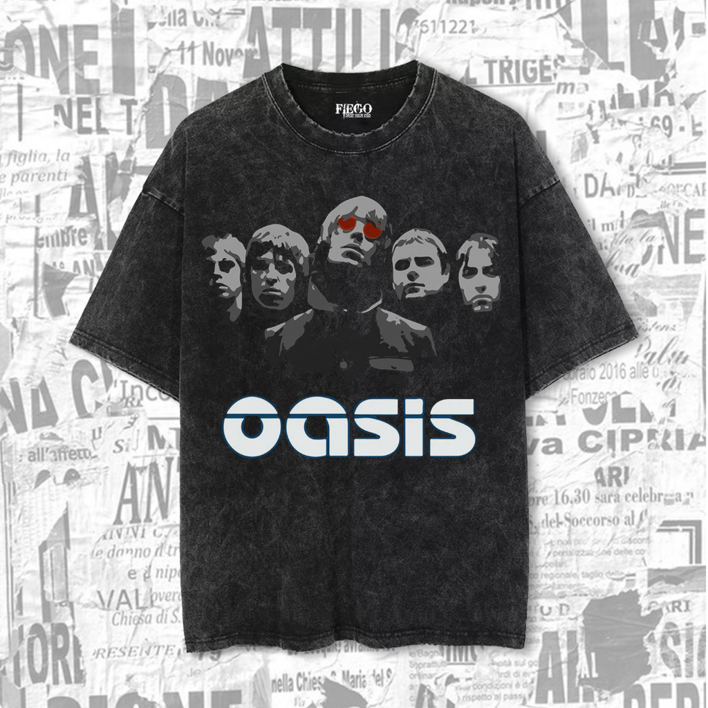 Fiego "OASIS" | Premium Oversize T-Shirt | Stone Wash | Band T-shirt ...