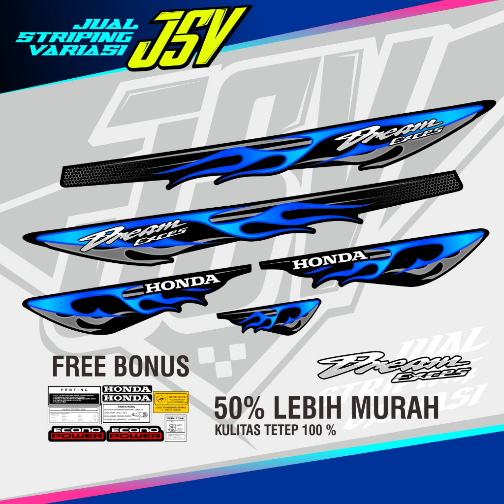Honda Dream V1 Striping, FLAME model, Astrea Dream-EX Grand Sticker ...