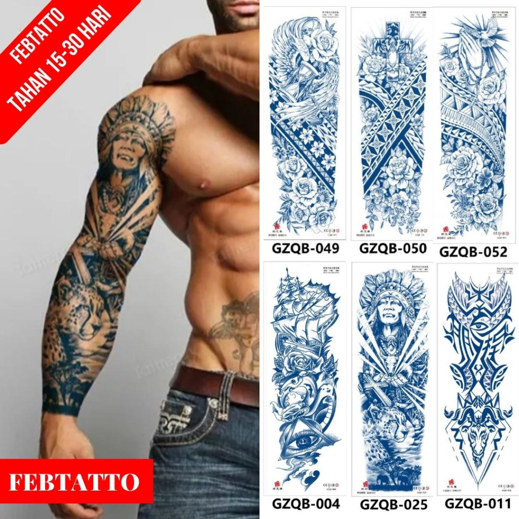 Temporary Tattoos Size 17cm x 48cm Motif Women Tribal Cross Tiger GZQB ...