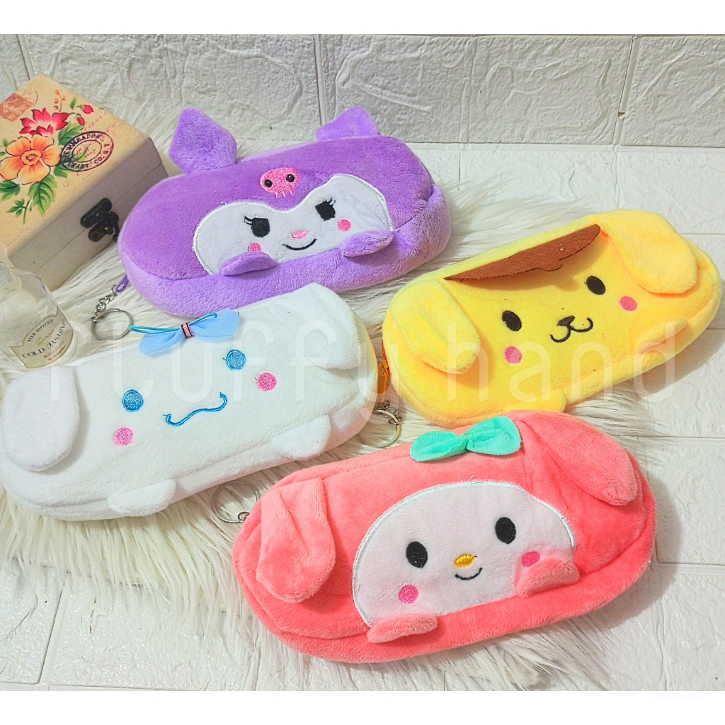 Sanrio Pencil Case Fur Material KUROMI MELODY CINNAMOROLL POMPOMPURIN ...
