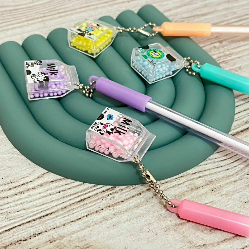 GANTUNGAN Pen Hanger Box Cow Milk Ball Ball pen gel pen Now viral ...