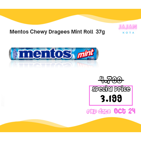 Mentos Chewy Dragees Mint Roll 37g | Shopee Philippines