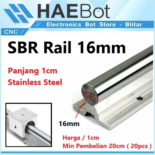 MESIN [HAEBOT] Rail SBR16 SBR 16 1cm Rail Linear Shaft Axle 16mm CNC ...