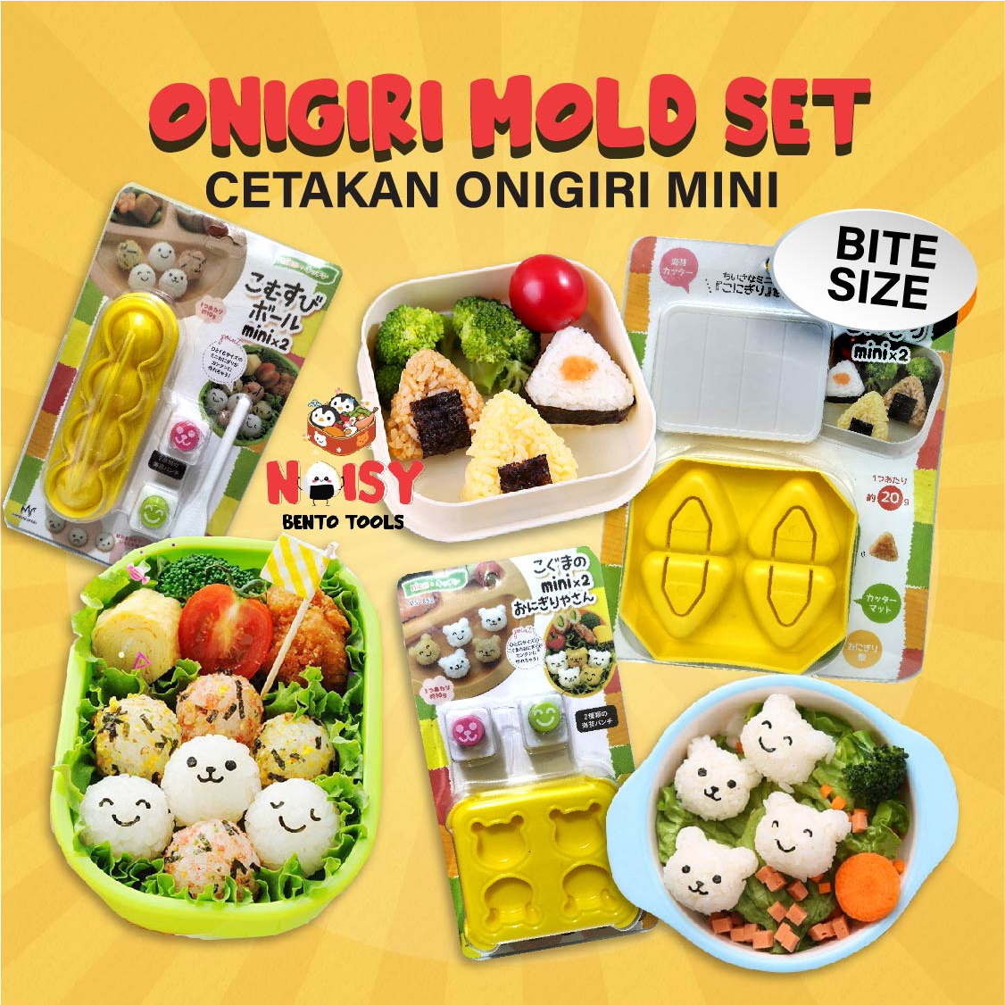 Mini ONIGIRI MOLD | Bento MOLD TRIANGLE BEAR RICE BALL SET + NORI ...