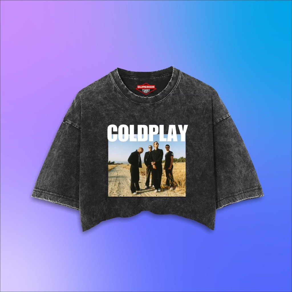 Crop TEE COLDPLAY WASHED T-SHIRT/OVERSIZE/SLIM-FIT/CROP TOP COLDPLAY/CD ...