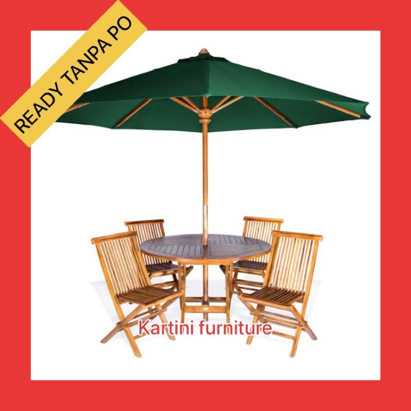 KAYU TENDA Umbrella Table Set Garden cafe Outdoor cafe Tent cafe Teak ...