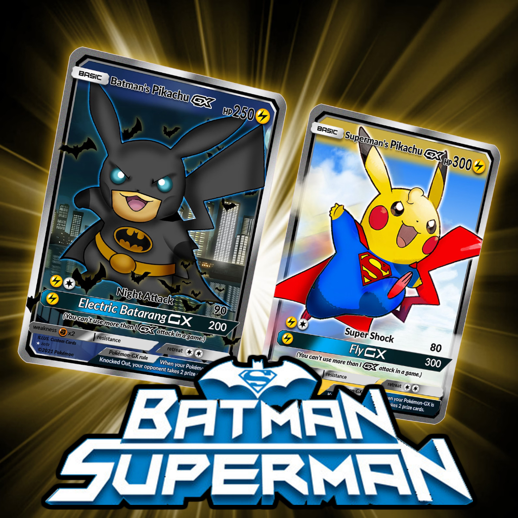 Pokemon TCG HOLOGRAM SPECIAL BATMAN & SUPERMAN CARD (1 SET = 2 CARDS ...