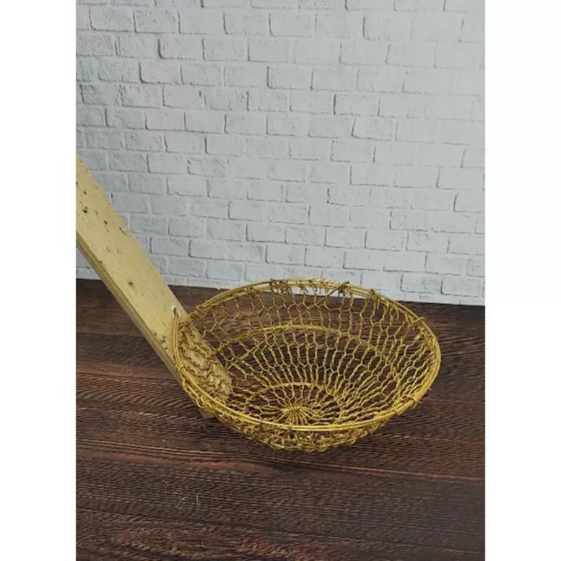 KAYU Brass Chicken Noodle Strainer No. 6 / Noodle Spoon Size 5 / Wooden ...